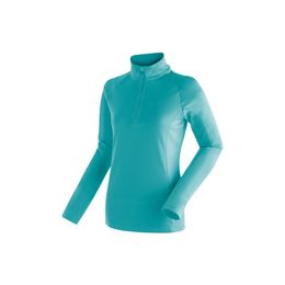 Fleecepullover Maier Sports "Eva" Gr. 46, blau (türkis), Damen, 100% Polyester, Sweatshirts, Damen Fleece, funktioneller Midlayer, Half-Zip, Regular Fit