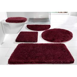 Möve Badematte MÖVE "Essentail/Superwuschel" Badematten Gr. rund (Ø 80cm), Polyester, rot (burgundy) Microfaser-Badematte, Badteppich, rechteckig, rund & als 3-tlg. Set