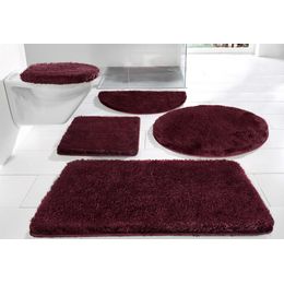 Möve Badematte MÖVE "Essentail/Superwuschel" Badematten Gr. 3-tlg. Hänge-WC Set, 3 St., Polyester, rot (burgundy) Microfaser-Badematte, Badteppich, rechteckig, rund & als 3-tlg. Set