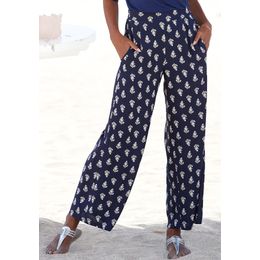 Palazzohose Vivance Gr. 34, N-Gr, blau (blau, bedruckt) Damen Hosen mit Alloverdruck und Taschen, Schlupfhose, Stoffhose