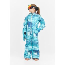 Schneeoverall WeeDo "COSMO ICE" Gr. 104/116, blau (ice print, silber), Jungen, Obermaterial: 100% Polyester; Innenfutter: 100% Polyester; Füllung: 100% Polyester; Ärmelfutter: 100% Polyamid, Overalls, Hochfunktionaler Schneeanzug