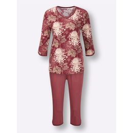 w&auml;schepur w&auml;schepur Damen Caprianzug mit Bl&uuml;tenprint und Satinpaspel, kirsche-champagner-bedruckt, Gr&ouml;&szlig;e 36/38
