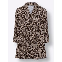 WITT Damen Longbluse in A-Linie, camel-schwarz-bedruckt, Gr&ouml;&szlig;e 54