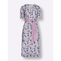 WITT Damen Trachtenkleid mit Karree-Ausschnitt, ros&eacute;-jeansblau-bedruckt, Gr&ouml;&szlig;e 38