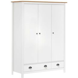 vidaXL - Kleiderschrank mit 3 Türen Hill Weiß 127x50x170 cm Kiefernholz