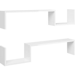 vidaXL - Wandregale 2 Stk. Hochglanz-Weiß 100x15x20 cm Holzwerkstoff