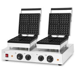 VERTES Waffeleisen belgische Waffel doppelt, 8 Waffeln gleichzeitig, 160 Stück pro Stunde, regelbar 0-300°C, Timer, teflonbeschichtet, Belgisches