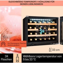 Klarstein - Einbau-Weinkühlschrank, 1 Zonen Getränkekühlschrank Klein, Kleiner Weinschrank 57L, Wein-Kühlschrank Klein mit Glastür, Indoor/Outdoor