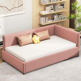 Polsterbett Schlafsofa 90200 Multifunktionsbett mit Lattenrost hautfreundlicher Samtstoff rosa