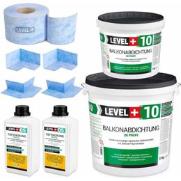 Level+ - level+ Dichtset 24kg Balkonabdichtung 2K Badabdichtung Dichtband Tiefengrund SET33