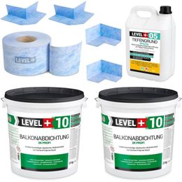 Level+ Dichtset 40kg Balkonabdichtung 2K Badabdichtung Dichtband Tiefengrund SET35