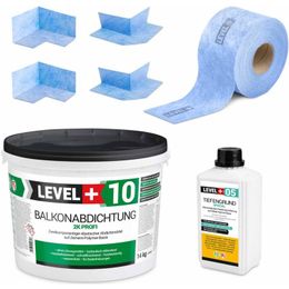 Level+ - level+ Dichtset 14kg Balkonabdichtung 2K Badabdichtung Dichtband Tiefengrund SET31