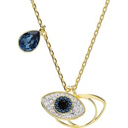 Kette mit Anhänger Swarovski "Schmuck Geschenk Symbolica Böser Blick magisches Auge 5172560 5692178" Halsketten Gr. Metall, L: 45cm, gelbgoldfarben-metallfarben-blau,schwarz,kristallklar Damen mit Swarovski Kristall