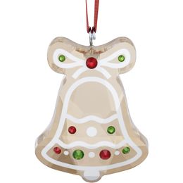 Dekohänger Swarovski "Sammelfigur Holiday Cheers Lebkuchen Glocke Ornament, 5681580" Gr. B/H/T: 1,55cm x 4,33cm x 3,21cm, bunt (champagnerfarben-weiß-grün-rot-metallfarben) Swarovski Kristall