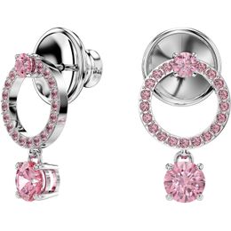 Paar Ohrstecker Swarovski "Schmuck Geschenk Ohrringe Attract Drop Circle 5563278 5723563 5723565" Gr. Metall, rosa (metallfarben-rosa + rosa) Damen mit Swarovski Kristall