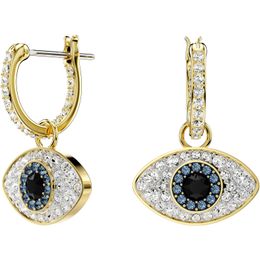 Paar Creolen Swarovski "Schmuck Geschenk Symbolica Drop-Ohrhänger Böser Blick 5416155 5692163" Ohrringe Gr. Metall, gelbgoldfarben-metallfarben-blau-schwarz-kristallweiß + blau-schwarz-kristallweiß Damen mit Swarovski Kristall, Einhänger abnehmbar