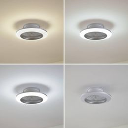 LINDBY LED-Deckenventilator Mamuti, silber, leise, Ø 55 cm