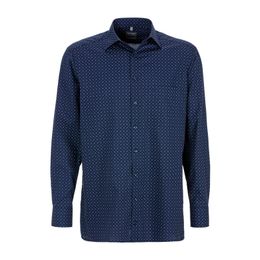 Businesshemd OLYMP "Luxor comfort fit" Gr. 43, N-Gr, blau (marine) Herren Hemden mit dezentem Print, Langarm