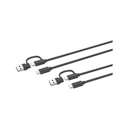 Speed-Link STREAM Play + Charge USB-C/A to USB-C Cable Set - Black - Charging cable for wireless game controller - Sony PlayStation 4