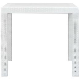 vidaXL Gartentisch Weiß 79x79x72 cm Kunststoff Rattan-Optik