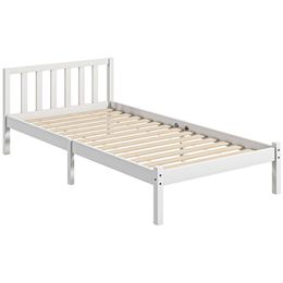 HOMCOM Bettrahmen Holzbett, 208 x 96cm Bettgestell mit Kopfteil für Schlafzimmer