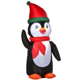 HOMCOM Aufblasbarer Weihnachts-Pinguin 1,6 m Weihnachtsdekoration mit Lichtern Weihnachten beleuchtete Part