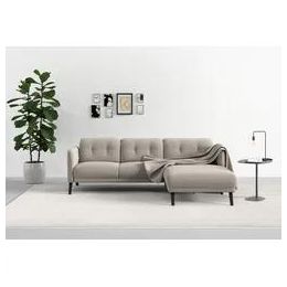 Sit & More Ecksofa SIT & MORE "Scandia L-Form" Sofas Gr. B/H/T: 269cm x 82cm x 183cm, Chenille, Recamiere rechts, Ohne Kopfteilverstellung-Ohne Armteilfunktion-Mit schwarzen matten Metallfüßen, braun (latte) Wahlweise mit Kopfteilverstellung und Armteilfunktion