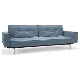 Sofa INNOVATION LIVING TM "Splitback, Schlafsofa, 3-Sitzer, Gästebett" Sofas Gr. B/H/T: 242cm x 79cm x 100cm, Struktur grob MIXED DANCE, blau (lightblau) Schlaffunktion, stylisch, Metallbeine, Komfort, Mehrfunktionssofa