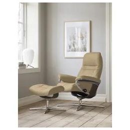 Relaxsessel stressless "Sunrise" Sessel Gr. Leder PALOMA, Cross Base Wenge, Relaxfunktion-Drehfunktion-PlusTMSystem-Gleitsystem-BalanceAdaptTM, B/H/T: 83cm x 105cm x 74cm, beige (sand paloma) mit Cross Base, Größe S, M & L, Holzakzent Wenge