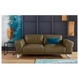 2,5-Sitzer W.Schillig "montanaa" Sofas Gr. B/H/T: 212cm x 78cm x 94cm, Longlife Xtra-Leder Z69, grün (camouflage z69) mit Metallkufen in Chrom glänzend, Breite 212 cm