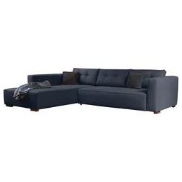 Ecksofa Tom Tailor HOME "HEAVEN CHIC M" Sofas Gr. B/H/T: 282cm x 85cm x 221cm, Struktur fein TBO, Recamiere links, ohne Bettfunktion-ohne Bettkasten, blau (schwarz navy tbo 6) aus der COLORS COLLECTION, wahlweise mit Bettfunktion & Bettkasten