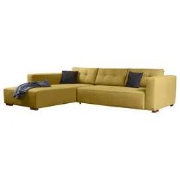 Ecksofa Tom Tailor HOME "HEAVEN CHIC M" Sofas Gr. B/H/T: 282cm x 85cm x 221cm, Struktur fein TBO, Recamiere links, mit Bettfunktion-mit Bettkasten, gelb (mustard tbo 5) aus der COLORS COLLECTION, wahlweise mit Bettfunktion & Bettkasten