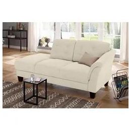 Recamiere Home Affaire "Trondheim", beige (creme), B:197cm H:89cm T:90cm, Luxus-Microfaser (90% Polyester, 10% Polyamid);Struktur fein (100% Polyester);Flachgewebe (100% Polyester), Sofas, Longchair, freistehend, mit Federkern, Knopfheftung im Rücken, Füße Buche