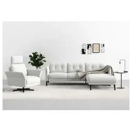 Sit & More Ecksofa SIT&MORE "Scandia L-Form" Sofas Gr. B/H/T: 269 cm x 82 cm x 183 cm, Chenille, Recamiere rechts, Ohne Kopfteilverstellung-Ohne Armteilfunktion-Mit schwarzen matten Metallfüßen, grau (hellgrau) Wahlweise mit Kopfteilverstellung und Armteilfunktion