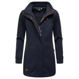 Sweatjacke Ragwear "Letrice Bonded" Gr. L (40), blau (navy) Damen Sweatjacken Elegante Zip-Jacke mit hohem Kragen in Feinstrickoptik