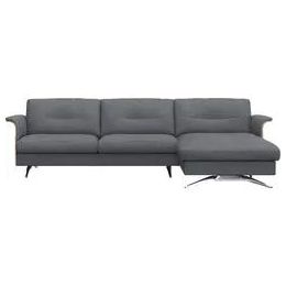 Ecksofa FLEXLUX "Glow, super bequem durch hochwertigem Sitzaufbau mit Federkern, L-Form" Sofas Gr. B/H/T: 273cm x 81cm x 158cm, Bouclé, Chaiselongue rechts, blau (navy blau) Modernes skandinavisches Design