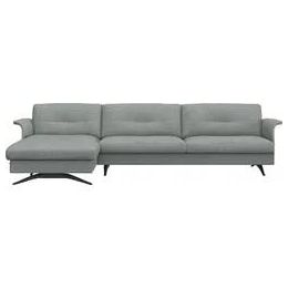 Ecksofa FLEXLUX "Glow, super bequem durch hochwertigem Sitzaufbau mit Federkern, L-Form" Sofas Gr. B/H/T: 305cm x 81cm x 158cm, Bouclé, Chaiselongue links, blau (sky blau) Modernes skandinavisches Design