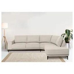 Ecksofa Places of Style "Casina" Sofas Gr. B/H/T: 287cm x 85cm x 239cm, Webstoff, Ottomane rechts, beige (natural) mit abgerundeter Ottomane, in einem weichen Chenille-Stoff