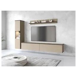 Wohnwand Inosign "PARIS" Kastenmöbel-Sets Gr. B/H/T: 220cm x 130cm x 33cm, beige (congo/ congo) TV-Wand 220cm breite, grifflose Design, stehend und hängend montierbar