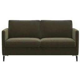 2-Sitzer FLEXLUX "Fiore, super Sitzkomfort durch Kaltschaum im Sitz" Sofas Gr. B/H/T: 149cm x 85cm x 92cm, Velvet, grün (moss grün) schmale Armlehnen, Füße Alu+schwarz