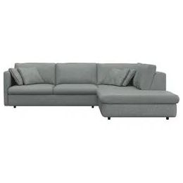 Ecksofa FLEXLUX "Lovane" Sofas Gr. B/H/T: 295cm x 84cm x 272cm, Bouclé, lange Ottomane rechts, blau (sky blau) Weich & anschmiegsam, große Sitztiefe auf Kaltschaum, Dekokissen inkl.