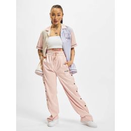 Stoffhose Fubu "Fubu Damen FW222-012-1 Fubu Corporate Satin Track Pants", Damen, Gr. S, US-Größen, rosa (rose), 100% Polyester, unifarben, normal, Hosen