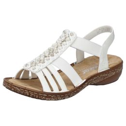 Sandale Rieker Gr. 38, weiß (sanftes weiß) Damen Schuhe Sommerschuh, Sandalette, Keilabsatz, mit Gummizüge