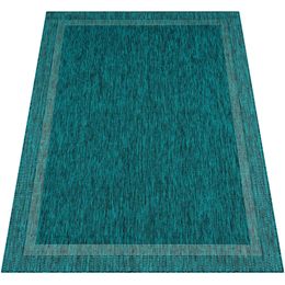 Teppich Paco Home "Roma 272", blau (türkis), B:200cm H:4mm L:280cm, Polypropylen, Teppiche, Flachgewebe, meliert, mit dezenter Bordüre, In- und Outdoor geeignet