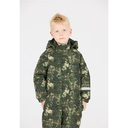 Schneeoverall ZIGZAG "Tower", Kinder, Gr. 104, grün (olivgrün), 100% Polyester, lang, Overalls, mit wasser- und winddichter TPU-Membran