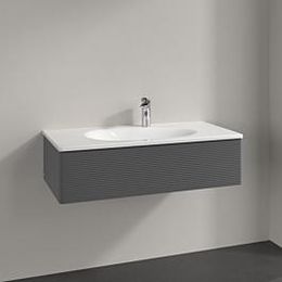 Villeroy & Boch Villeroy und Boch Antao Waschtisch-Unterschrank L02100GK 98,8x25,6x49,3cm, mit Frontstruktur, anthracite matt lacquer, mit Beleuchtung