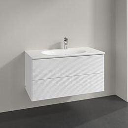 Villeroy & Boch Villeroy und Boch Antao Waschtisch-Unterschrank L05100MT 98,8x50,4x49,6cm, mit Frontstruktur, white matt lacquer, mit Beleuchtung