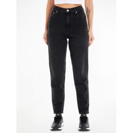 Mom-Jeans Calvin Klein Jeans "MOM JEAN", Damen, Gr. 25, N-Gr, schwarz (denim schwarz), Denim/Jeans, Obermaterial: 99% Baumwolle, 1% Elasthan, unifarben, feminin, gerade, unten schmal, Jeans