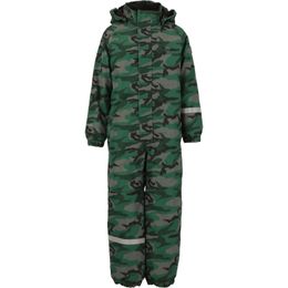 Schneeoverall ZIGZAG "Tower", Kinder, Gr. 104, grau (dunkelgrün, grau), 100% Polyester, Casual, lang, Overalls, mit wasser- und winddichter TPU-Membran