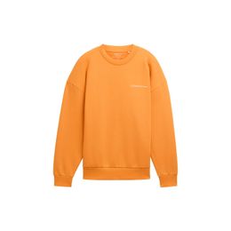 Tom Tailor Denim Herren Relaxed Sweatshirt mit Textprint, orange, Uni, Gr. XXL